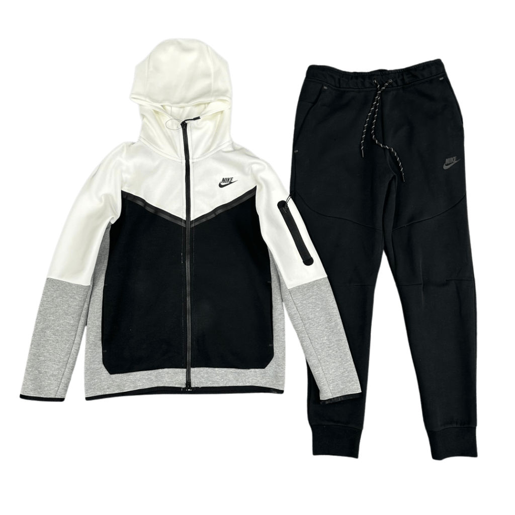 Conjunto NIKE TECH Fleece "Negro Blanco" Algodon Real • DripChileno.CL